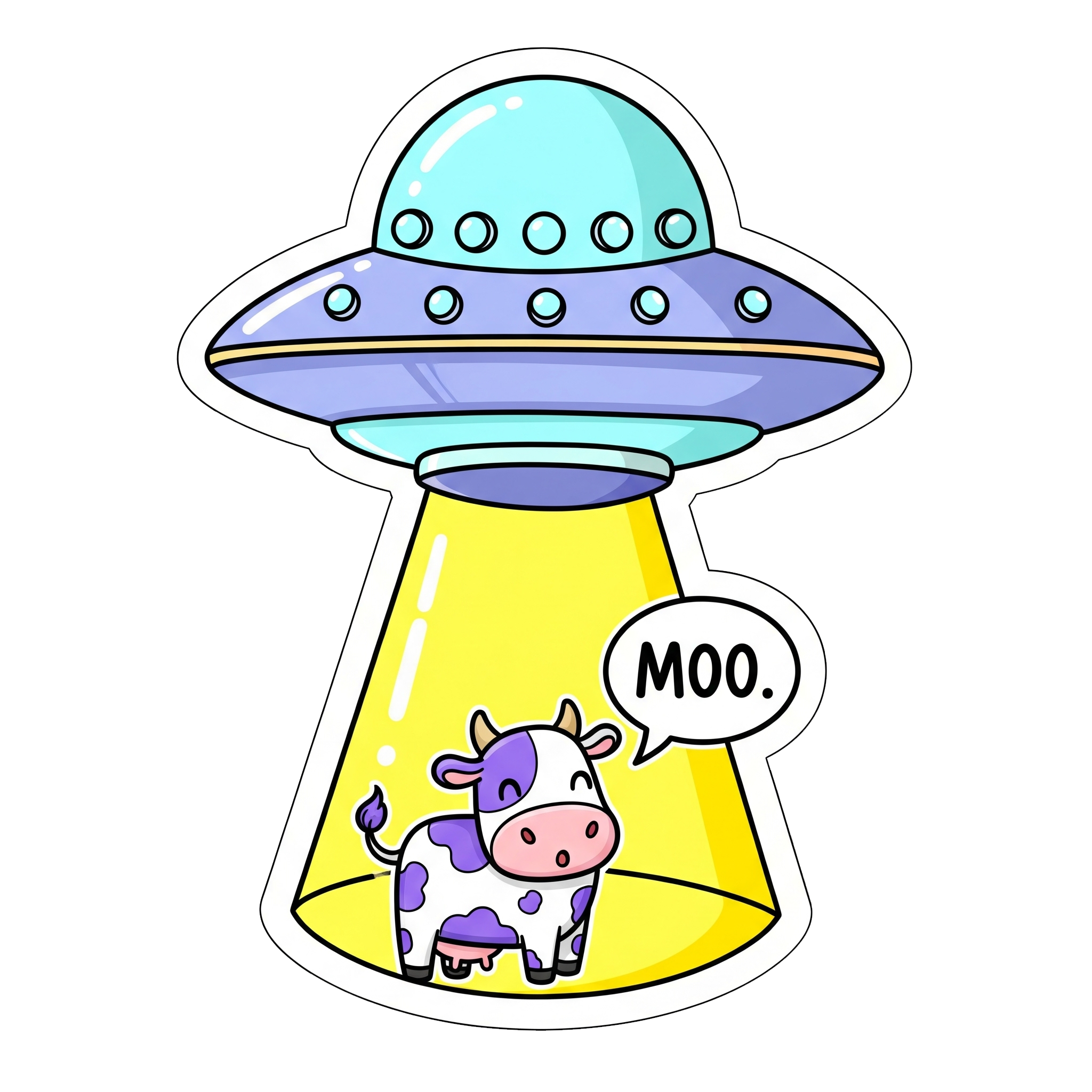 Alien Cow Abduction Sticker